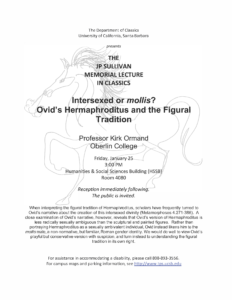 Kirk Ormand (Oberlin College), JP Sullivan Memorial Lecture ...