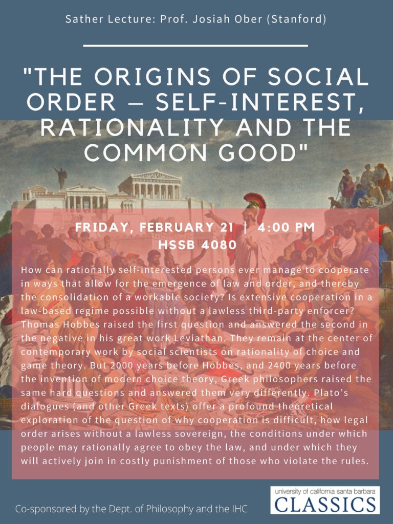 Sather Lecture: Prof. Josiah Ober (Stanford) “The Origins of Social ...